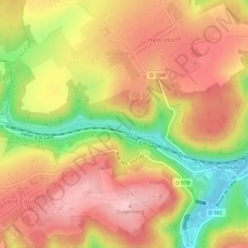 Mapa topográfico Rocher du Canal, altitude, relevo