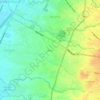 Mapa topográfico Alijis, altitude, relevo