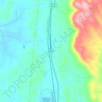 Mapa topográfico Ranger, altitude, relevo