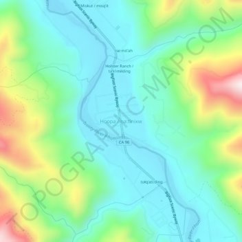 Mapa topográfico Hoopa, altitude, relevo