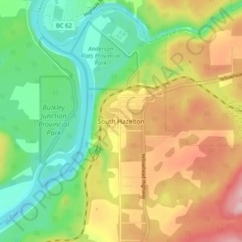 Mapa topográfico South Hazelton, altitude, relevo