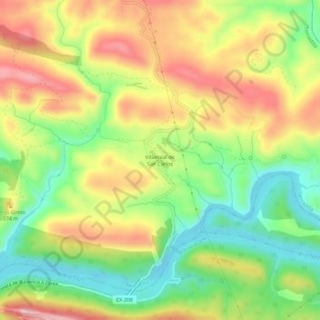 Mapa topográfico Villarreal de San Carlos, altitude, relevo