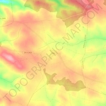 Mapa topográfico Tola, altitude, relevo