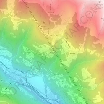 Mapa topográfico Campello, altitude, relevo