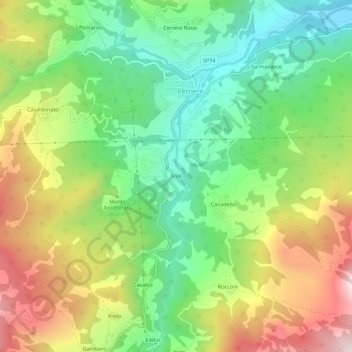 Mapa topográfico Folli, altitude, relevo