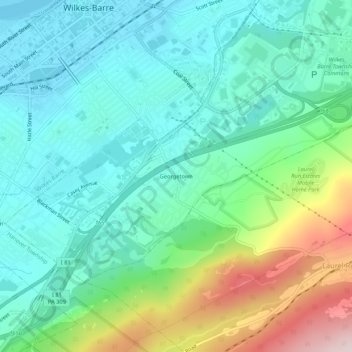 Mapa topográfico Georgetown, altitude, relevo