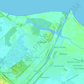 Mapa topográfico Ensenada, altitude, relevo