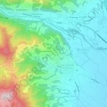 Mapa topográfico Roc, altitude, relevo