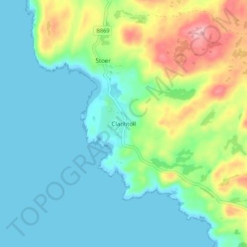 Mapa topográfico Clachtoll, altitude, relevo