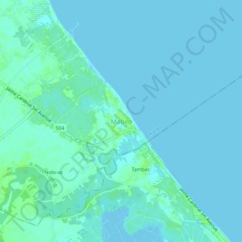 Mapa topográfico Mabilo, altitude, relevo