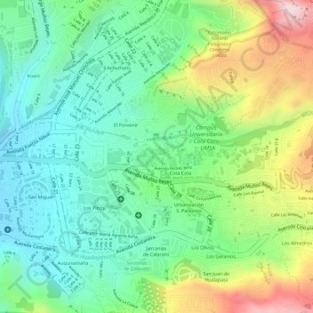 Mapa topográfico Ingreso Principal Jardin Botanico Campus de la UMSA ...