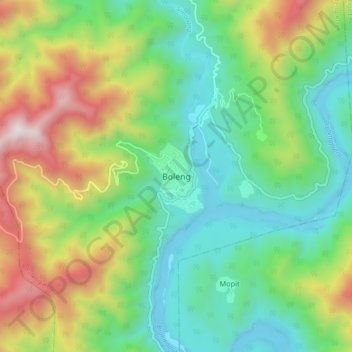 Mapa topográfico Boleng, altitude, relevo