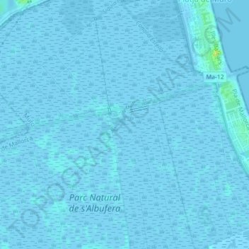 Mapa topográfico Sa Roca, altitude, relevo