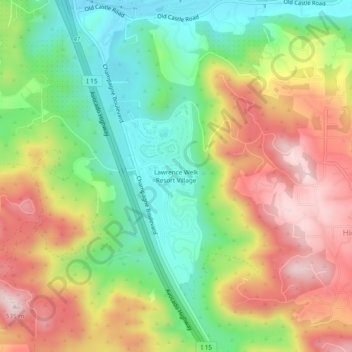 Mapa topográfico Lawrence Welk Resort Village, altitude, relevo