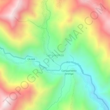 Mapa topográfico San Lorenzo, altitude, relevo
