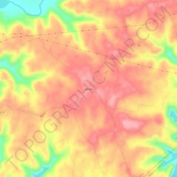 Mapa topográfico Jabez, altitude, relevo