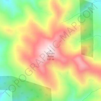 Mapa topográfico Gilham Butte, altitude, relevo