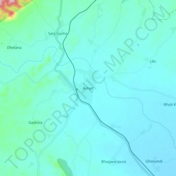 Mapa topográfico Amet, altitude, relevo