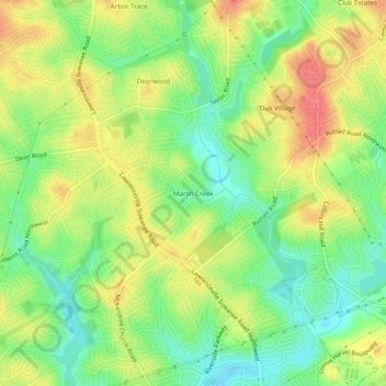 Mapa topográfico Marsh Creek, altitude, relevo