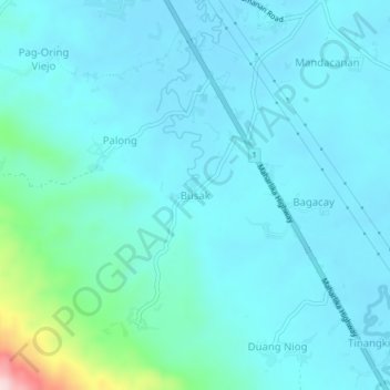 Mapa topográfico Busak, altitude, relevo