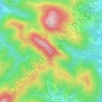Mapa topográfico Apario, altitude, relevo