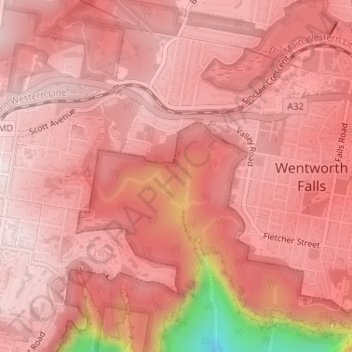 Mapa topográfico Edinburgh Castle Rock, altitude, relevo