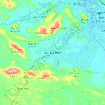 Mapa topográfico San Lorenzo, altitude, relevo