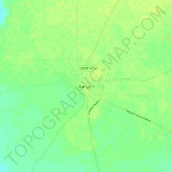 Mapa topográfico Gangoh, altitude, relevo