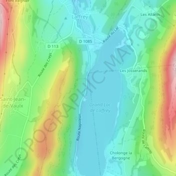 Mapa topográfico Plage naturiste du Lac de Laffray, altitude, relevo