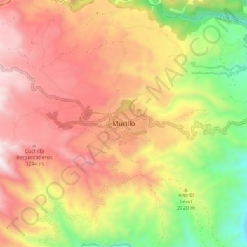 Mapa topográfico Murillo, altitude, relevo