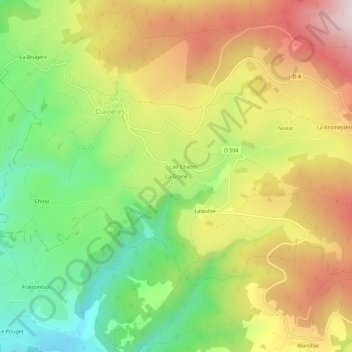Mapa topográfico La Grane, altitude, relevo