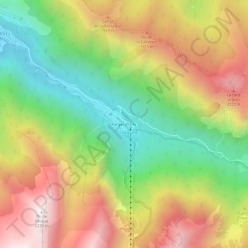 Mapa topográfico Forges d'Orlu, altitude, relevo