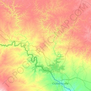 Mapa topográfico Val Verde County, altitude, relevo