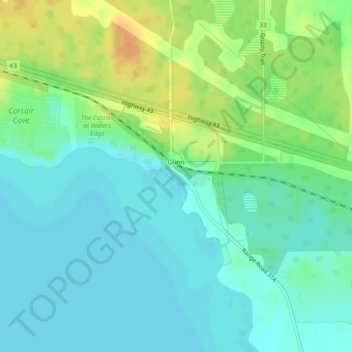 Mapa topográfico Hamlet of Gunn, altitude, relevo
