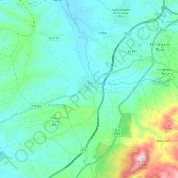 Mapa topográfico Ega, altitude, relevo