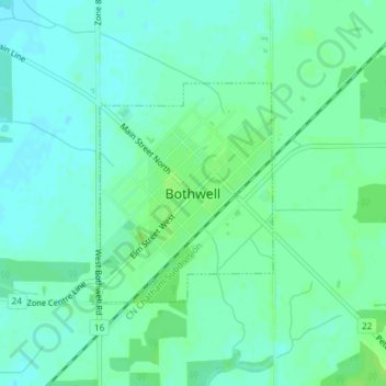Mapa topográfico Bothwell, altitude, relevo