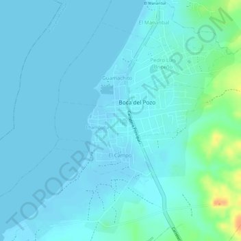 Mapa topográfico Raúl Leoni, altitude, relevo