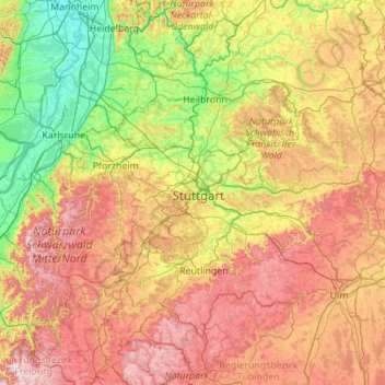Mapa topográfico Neckar, altitude, relevo