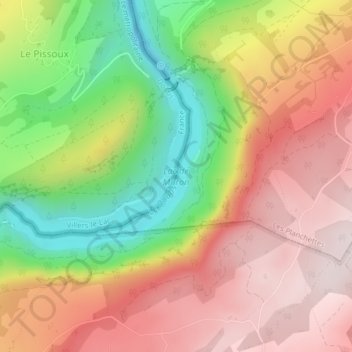 Mapa topográfico Lac de Moron, altitude, relevo