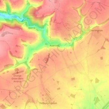 Mapa topográfico Avening, altitude, relevo