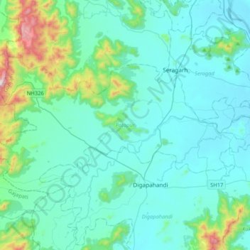 Mapa topográfico Patapur, altitude, relevo