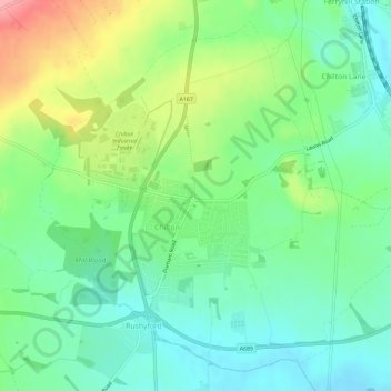Mapa topográfico Chilton, altitude, relevo
