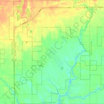 Mapa topográfico Clement Township, altitude, relevo