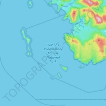 Mapa topográfico Wilsons Promontory Marine National Park, altitude, relevo