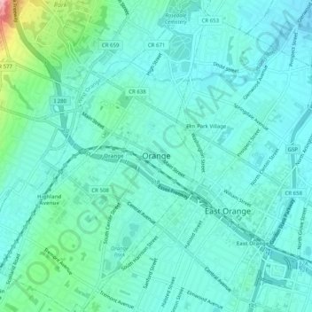 Mapa topográfico Orange, altitude, relevo