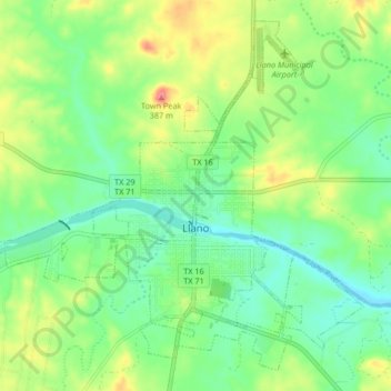 Mapa topográfico Llano, altitude, relevo