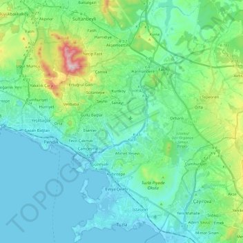 Mapa topográfico Tuzla, altitude, relevo