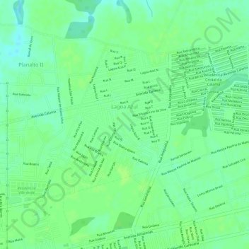 Mapa topográfico Lagoa Azul, altitude, relevo