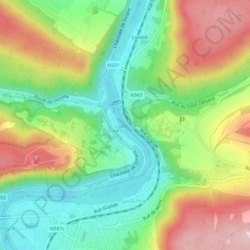 Mapa topográfico Maas, altitude, relevo