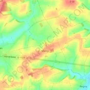 Mapa topográfico Marcy, altitude, relevo